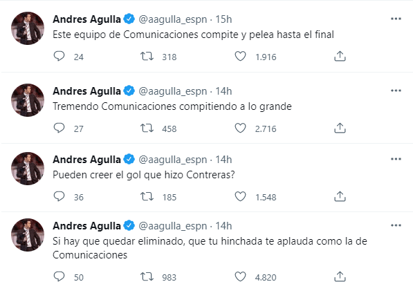 Andrés Agulla llena de flores a Comunicaciones